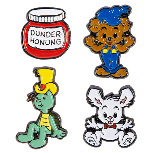 Pin Bamse set 4 st, 20mm, Bamse, Skalman, L Skutt, Dunderhon - www.nor