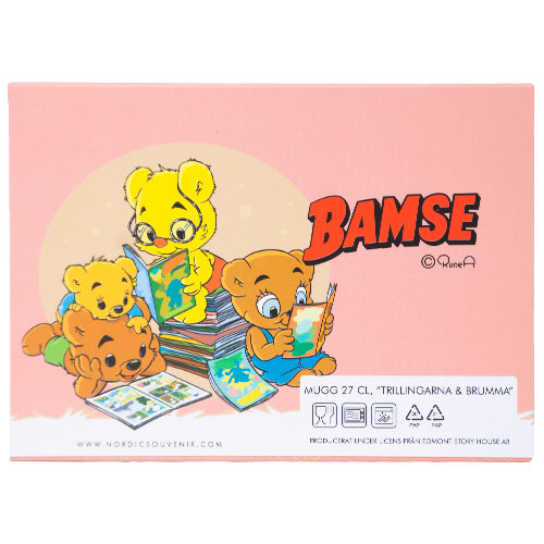 Mugg Trillingarna och Brumma, korall, 27cl, BAMSE - www.nordicsouvenir